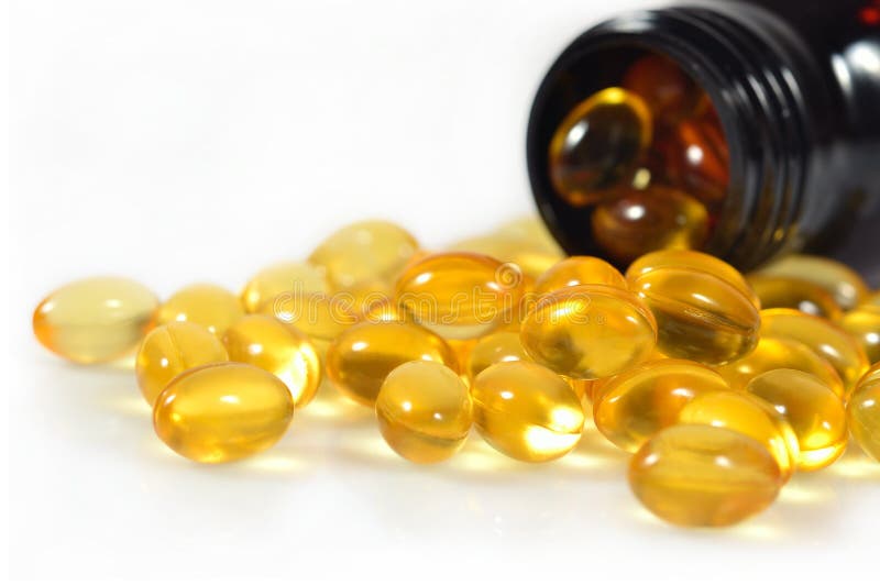Omega-3 Fish Fat Oil Capsules in a Bottle Stock Photo - Image of fish ...