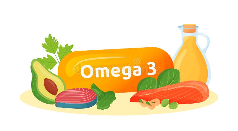 Omega 3 Food Sources Cartoon Vector Illustration Stock Vector ... Omega 3 Food Sources Cartoon Vector Illustration Stock Vector ...