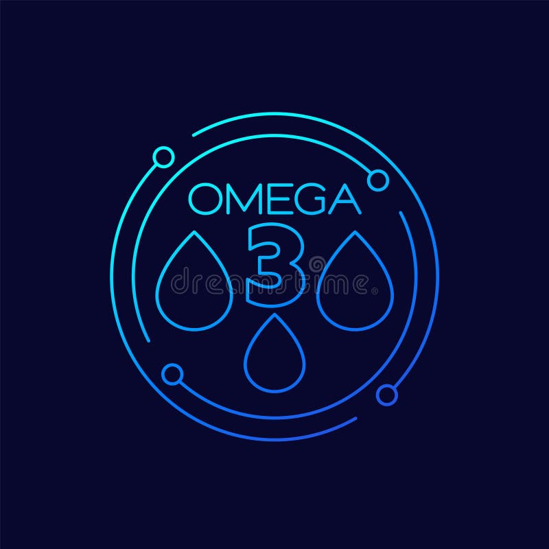 Omega 3 Icon with Oil Drops, Linear Design Stock Vector - Illustration ...