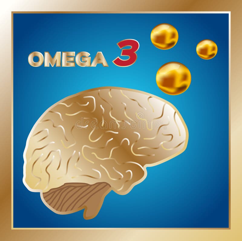 Omega 3 , Logo and Icon , Omega 3 for Brain Stock Illustration ...