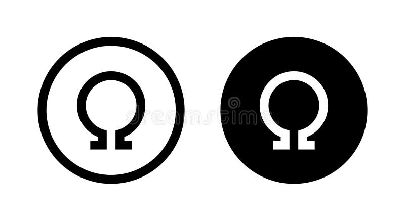 Omega Science Icon Sign Symbol Isolated on Circle Background Stock ...