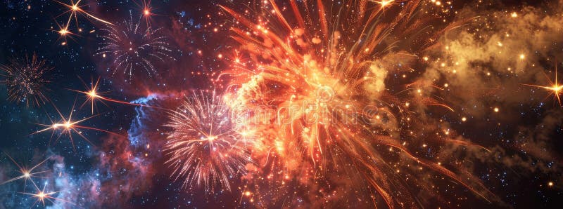 An Omega-shaped Fireworks Display Lighting Up the Night Sky Generated ...