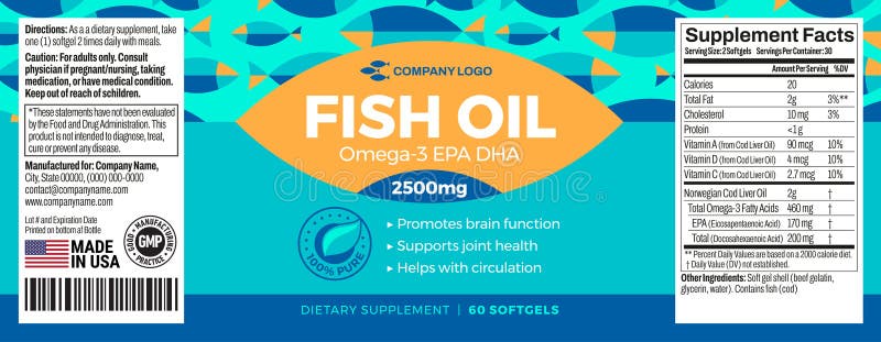 Omega 3 Softgels Bottle Label Vector Packaging Stock Vector ...