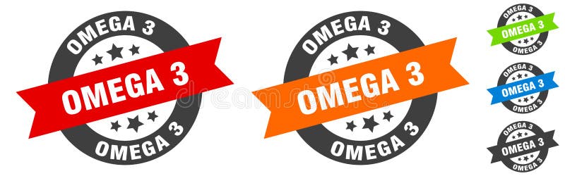 Omega 3 Stamp. Omega 3 Round Ribbon Sticker. Tag Stock Vector ...