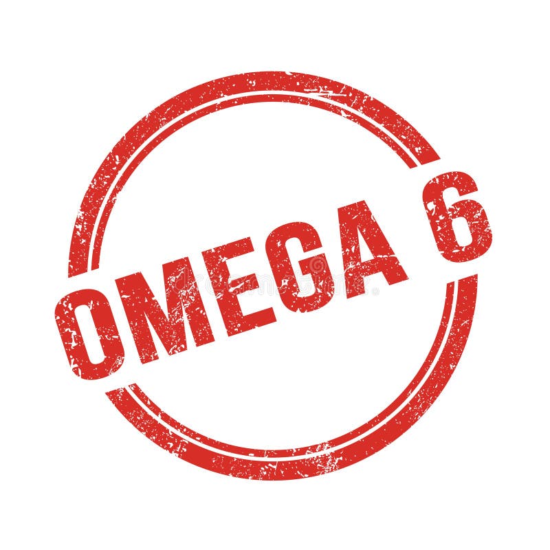 OMEGA 6 Text Written on Red Grungy Round Stamp Stock Illustration ...
