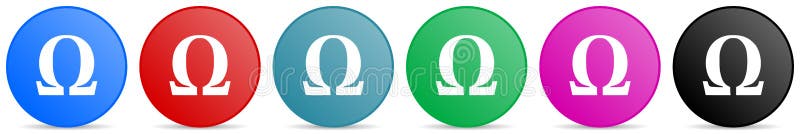 Omega Vector Icons, Set of Circle Gradient Buttons in 6 Colors Options ...