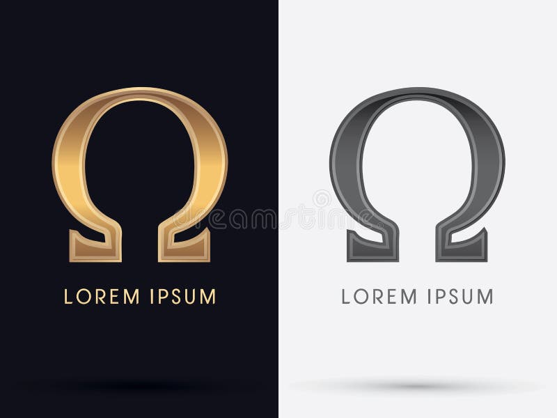 Omega-Zeichen, Goldlogo, Goldenes Griechische Omega-Kurzzeichen ...
