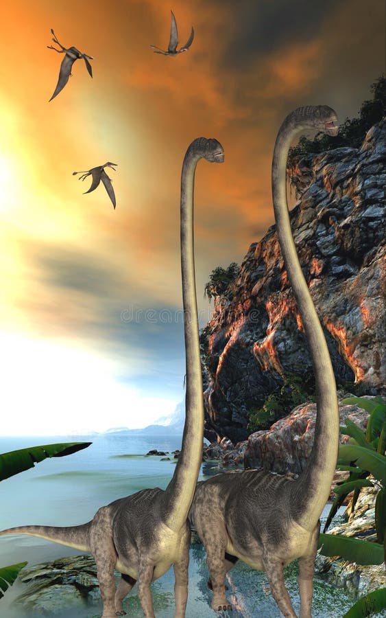 Omeisaurus-Dinosaurier stock abbildung. Illustration von löschung ...