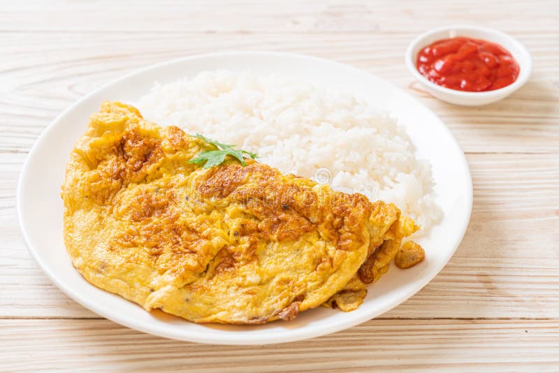 Omelet or Omelette with Rice Stock Photo - Image of delicious, omurice ...
