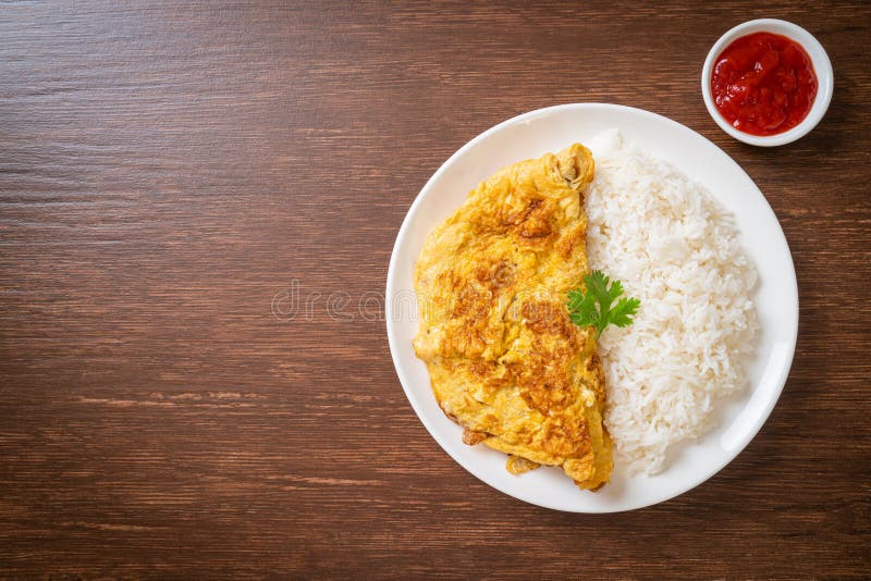 Omelet or Omelette with Rice Stock Photo - Image of dinner, omurice ...