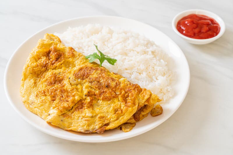 Omelet or Omelette with Rice Stock Photo - Image of delicious, omelette ...