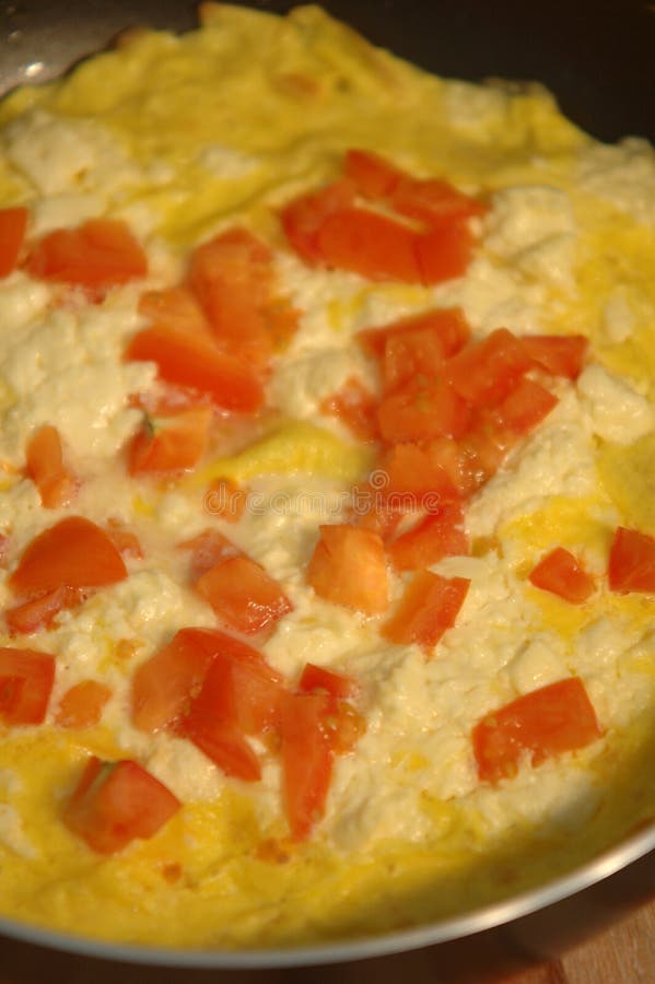 Omelet in pan stock image. Image of tomato, trim, omelet - 361523