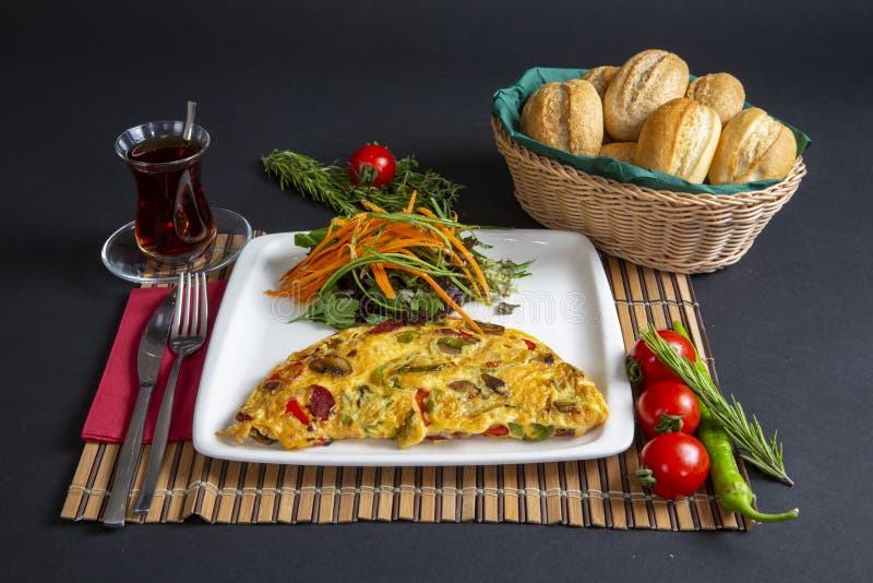 Omelette in a plate stock image. Image of fresh, cooked - 182893687