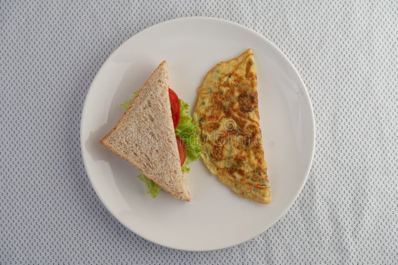Omelette and Sandwiches are in a Color Palette on a White Background ...