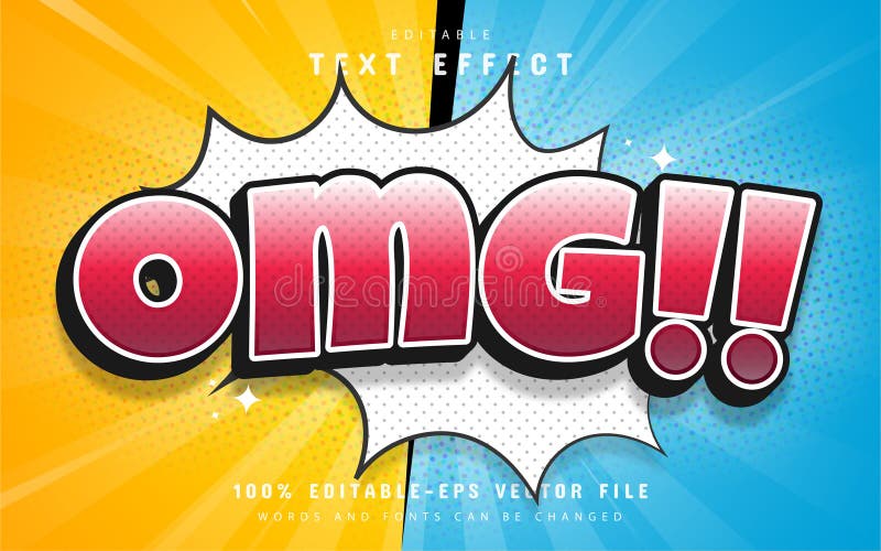 Omg Comic Text Effect Editable Stock Vector - Illustration of retro ...