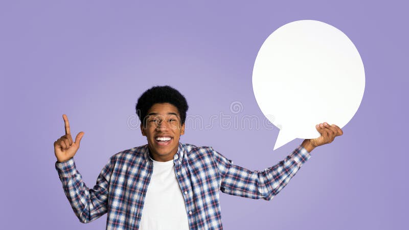 Omg, Its Unbelievable! Guy Holding Blank Speech Bubble Stock Image ...