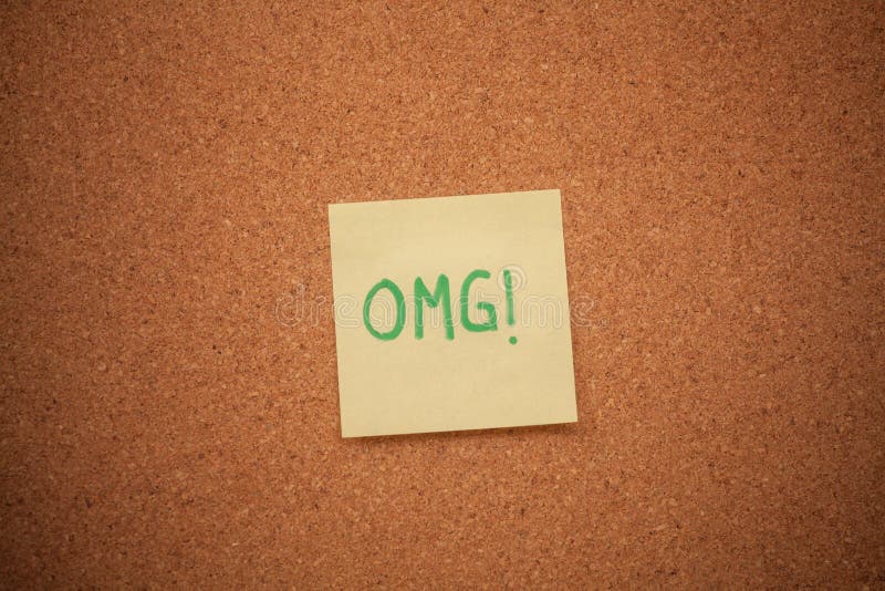 OMG note on cork board stock image. Image of wonder, concept - 91193913