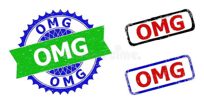 Omg Rosette And Rectangle Bicolor Stamp Seals With Grunge Textures