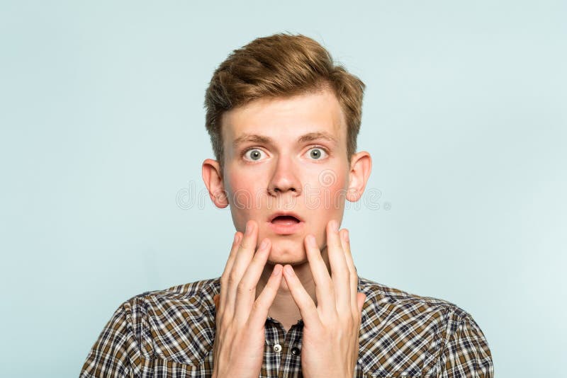 Omg Unbelievable Shock Man Open Mouth Emotion Stock Image Image Of