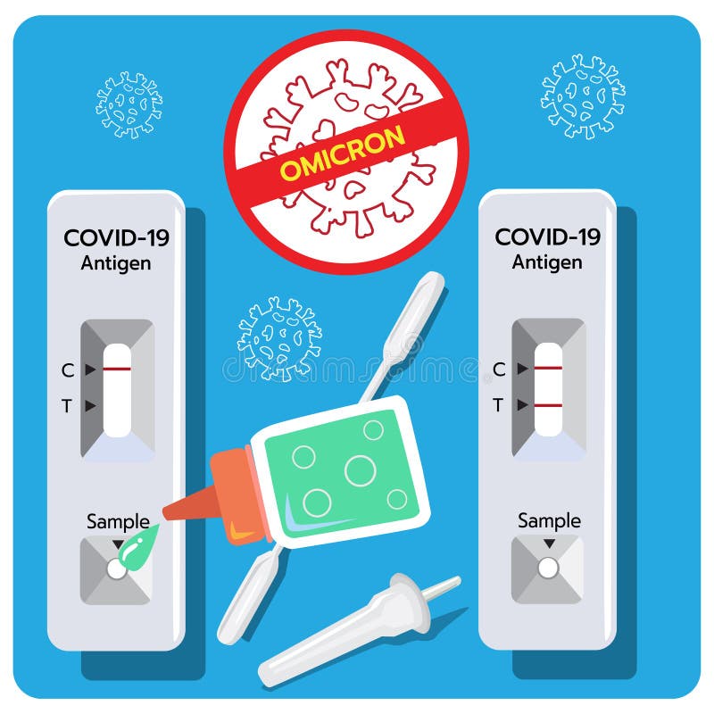 Omicron Bacteria Icon Vector, Antigen Test Kit Stock Illustration ...