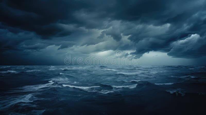 Ominous clouds water stock illustration. Illustration of gather - 336032414