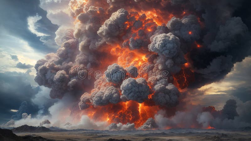 Infernal Fury: Fire-Breathing Clouds Over Desolation Stock Illustration ...
