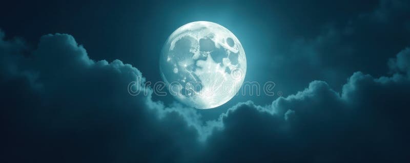 Ominous Full Moon Shrouded in Dark, Stormy Clouds , Dramatic ...