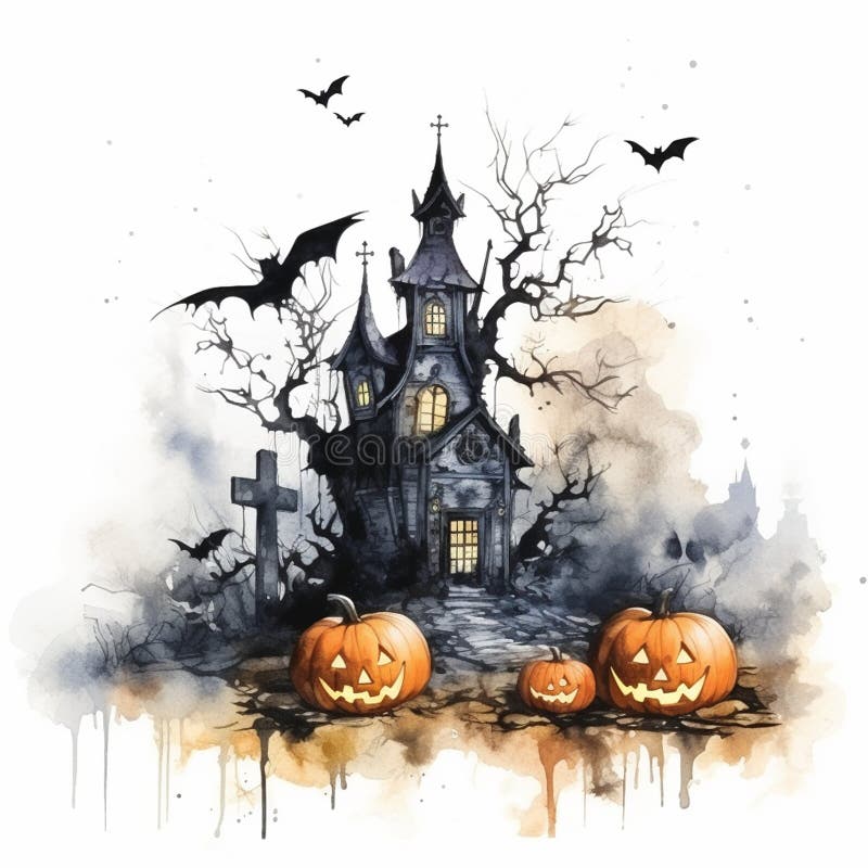 Ominous Halloween backdrop stock illustration. Illustration of evening ...