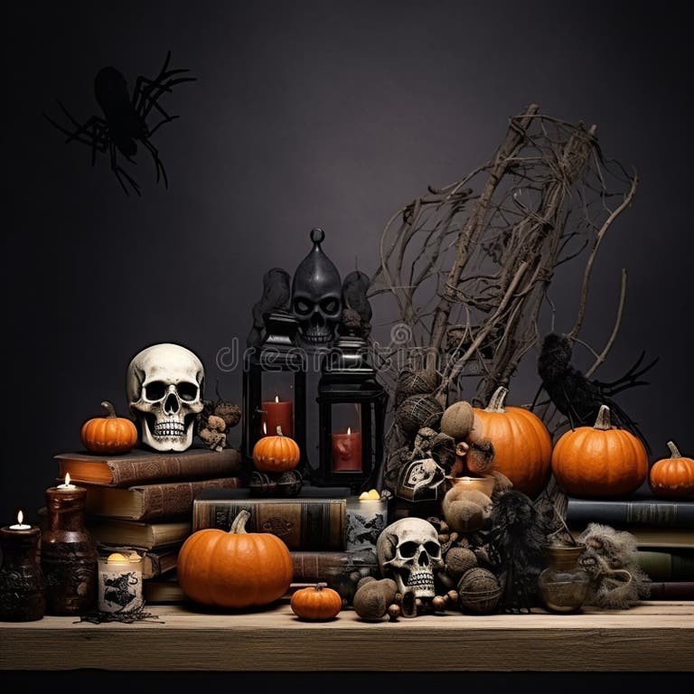 Ominous Halloween backdrop stock illustration. Illustration of ghost ...