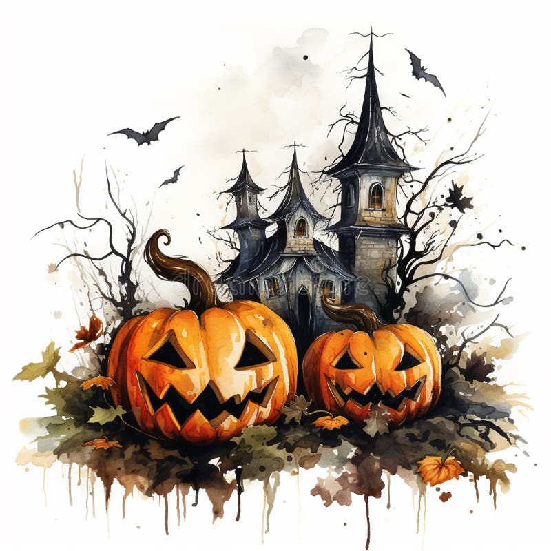 Ominous Halloween backdrop stock illustration. Illustration of hanging ...