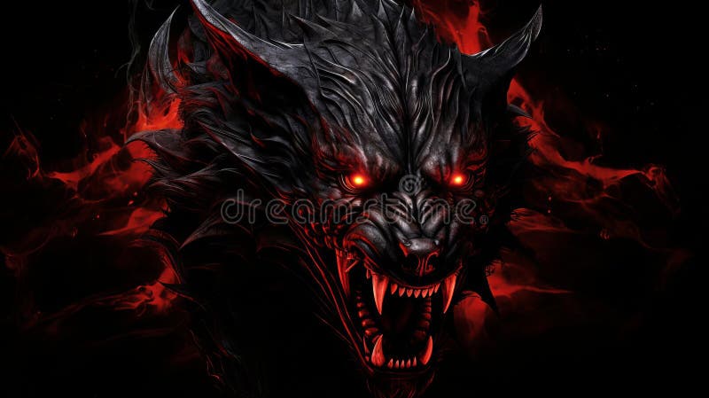 Ominous Hellhound Emerges from Dark Flames Background Artwork Stock ...