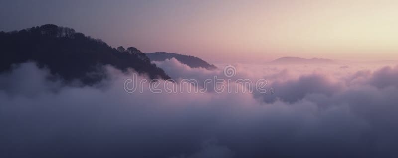 Ominous Misty Veil Softly Cascading Over a Featureless Plain Gradient ...