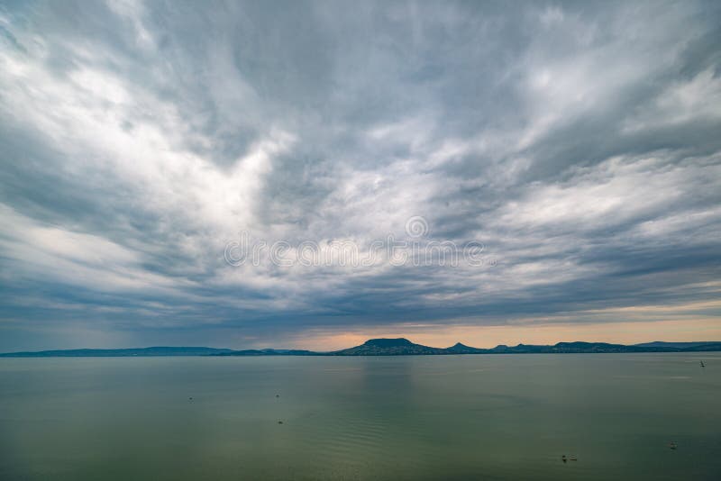 Ominous Sky when Storm Clouds Gather Over Lake Balaton in Hungary Stock ...