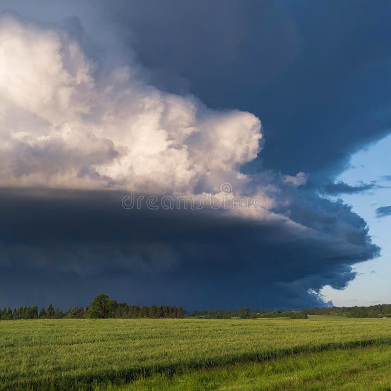 Ominous Storm Clouds Over Empty Rural Landscape in Square Dimension ...