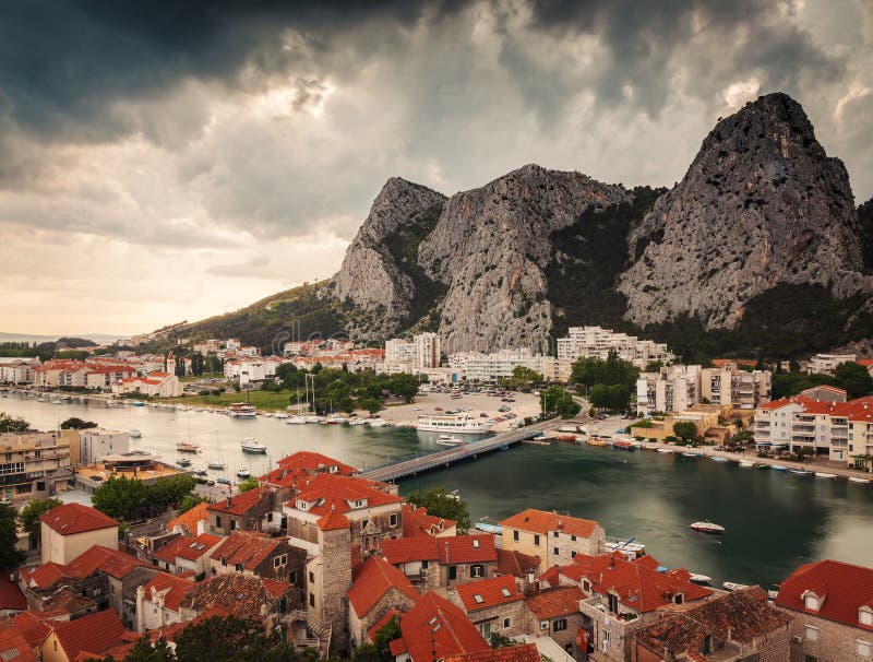 Omis town Croatia stock photo. Image of aerial, canyon - 118486670