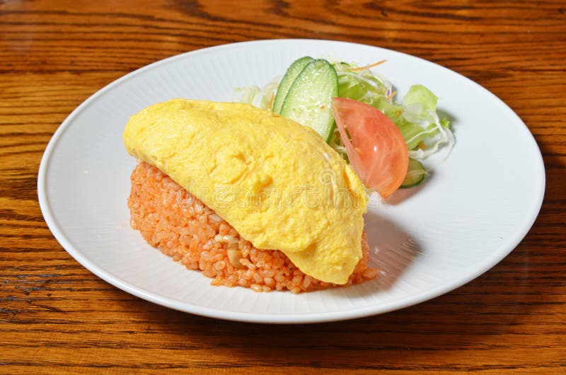 Omurice Omelet Stuffed With Rice Closeup. Horizontal Top View Stock ...