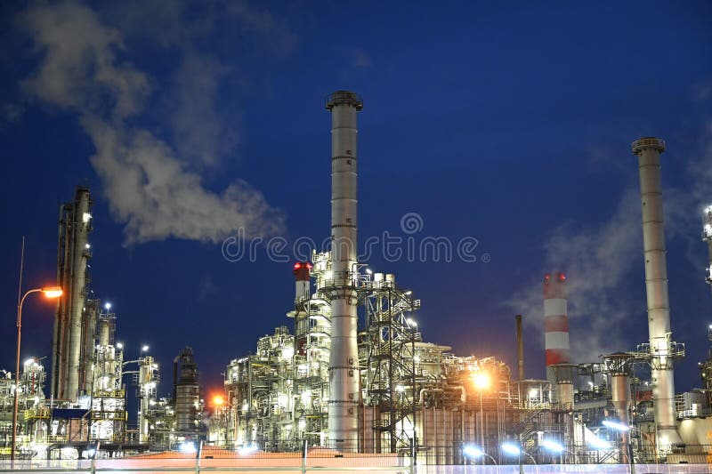 OMV Refinery in Schwechat at Night Editorial Stock Photo - Image of ...