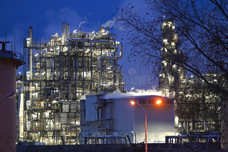 OMV Refinery in Schwechat at Night Editorial Stock Photo - Image of ...