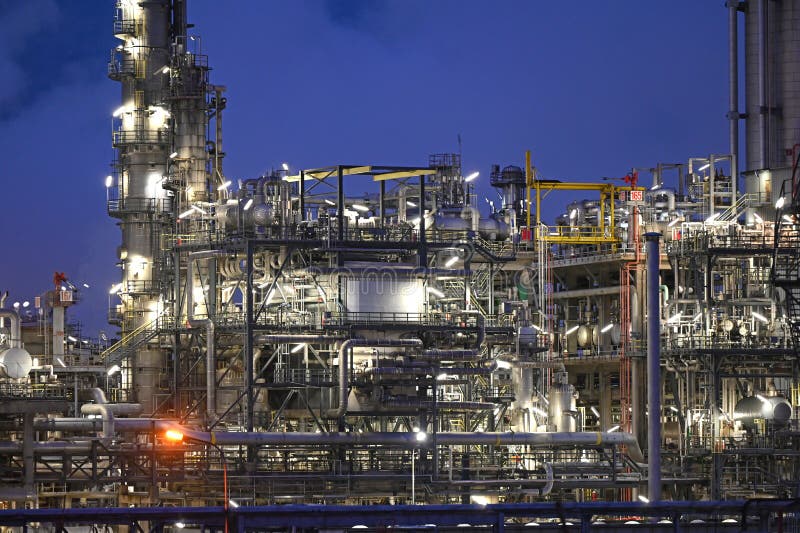 OMV Refinery in Schwechat at Night Editorial Photo - Image of refinery ...