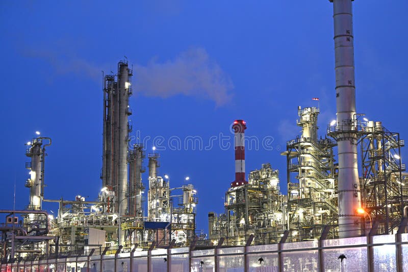 OMV Refinery in Schwechat at Night Editorial Photo - Image of great ...