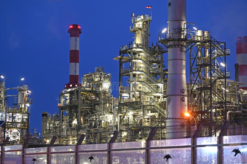 OMV Refinery in Schwechat at Night Editorial Photo - Image of crisis ...