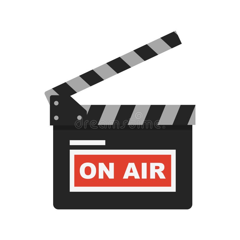 On AIR Written on an Open Clapper Board. Flat Style. Isolated Stock ...