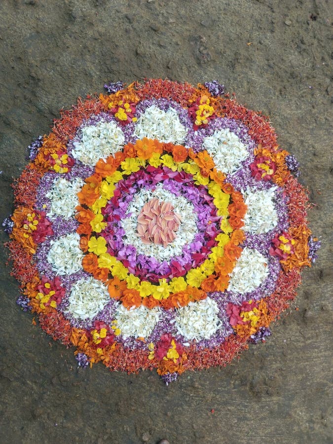 Onam Pookkalam, Flower Design, from Kerala Stock Image - Image of ...