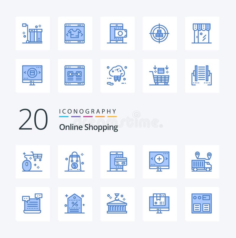 20 Onblue Color Shopping Blue Color Icon Pack Like Glass Computer
