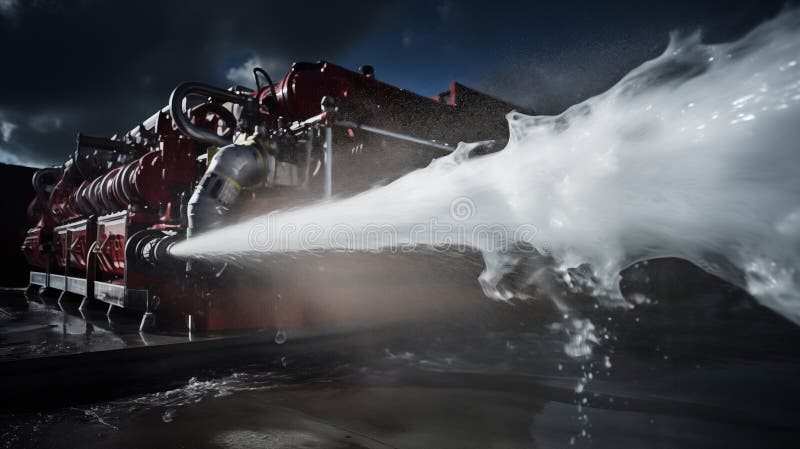 Onboard Fire Suppression Operation of Firefighting Nozzles.AI Generated ...