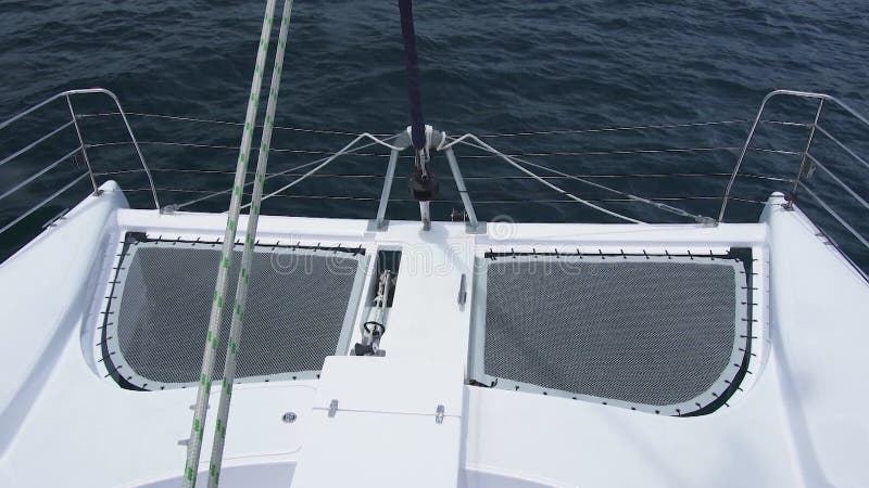 Onboard Front View of Sailboat Sailing in the Deep Ocean at Daytime ...