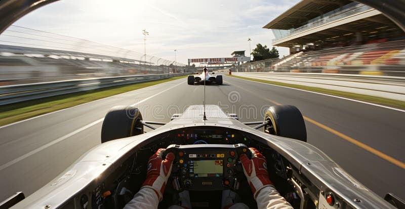 Onboard Race View: Formula 1 Car Chasing on the Track Stock Image ...
