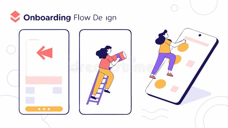 Onboarding Flow Design Illustration, User Interface and App Navigation for UX UI Design Vector ...