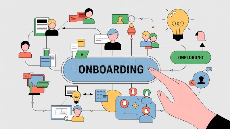 Onboarding Process Flow Chart for New Employee Training and Development Program Illustration ...