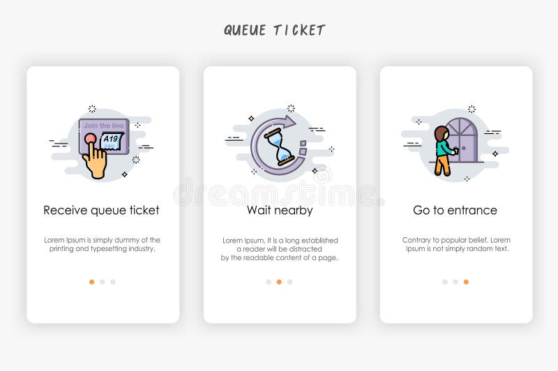 Onboarding Screens Design in Receive Queue Ticket Concept. How To ...
